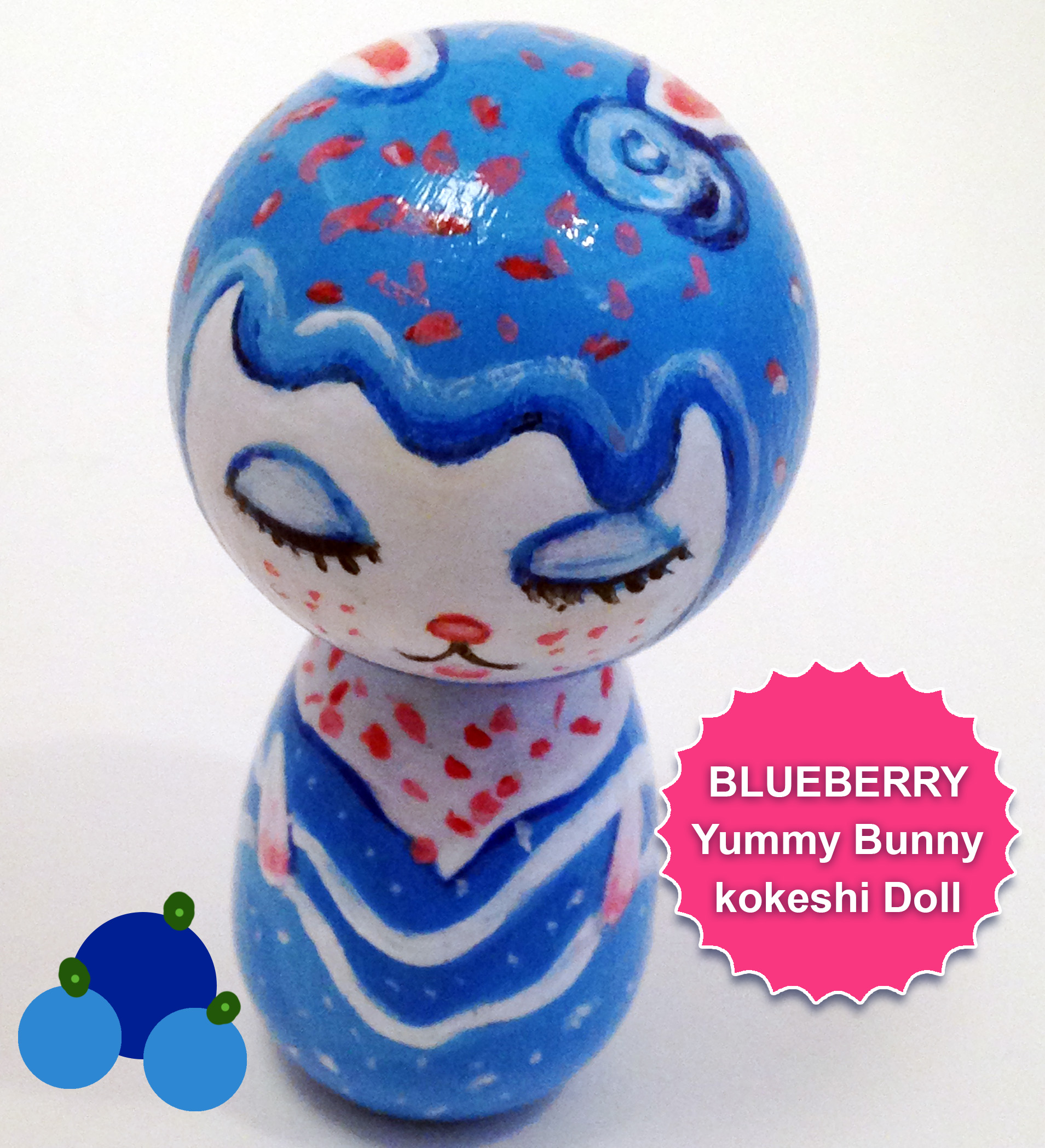 Blueberry Yummy Bunny Kokeshi Doll on Storenvy