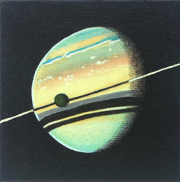 Saturn Returns II | Acrylic on Canvas | 3"x3" Original Painting on Storenvy