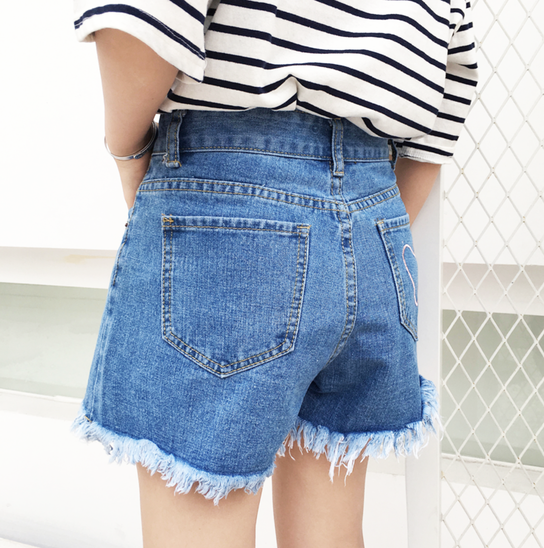 AESTHETICS HEART DENIM SHORTS WITH HEM on Storenvy