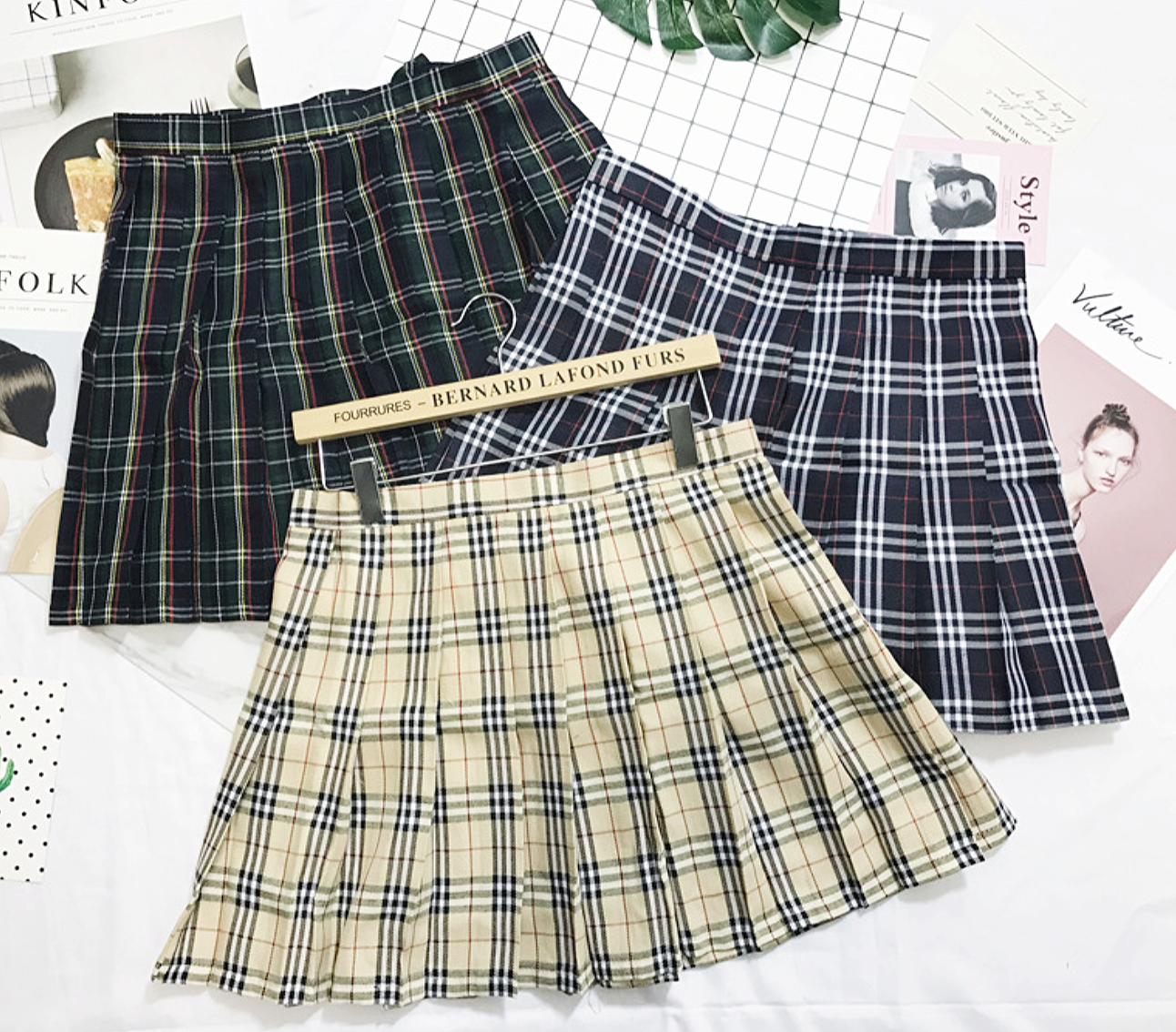 CHECK PLEATED SKIRT on Storenvy