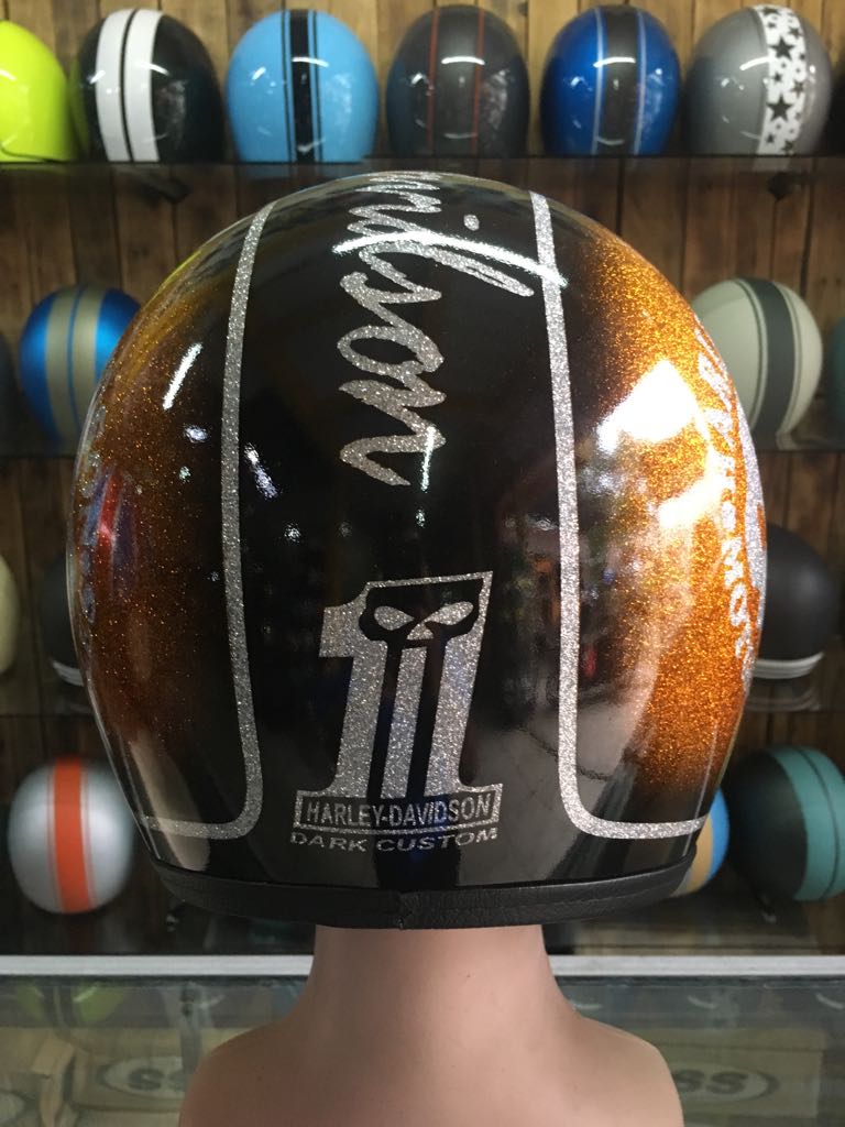 Custom Motorcycle Half Helmet With Harley Davidson Skull AirBrush ...